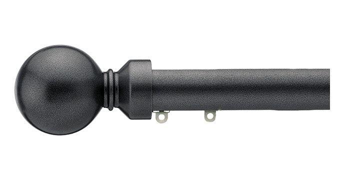 Silent Gliss Metropole 30mm Gunmetal hand drawn track with Ball Finial ...